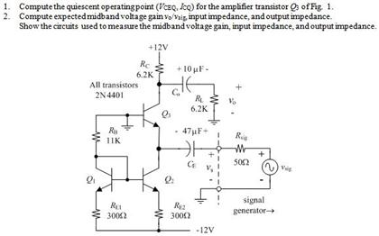 Compute the quiescent operating point (VCEQ, ICQ) for | Chegg.com
