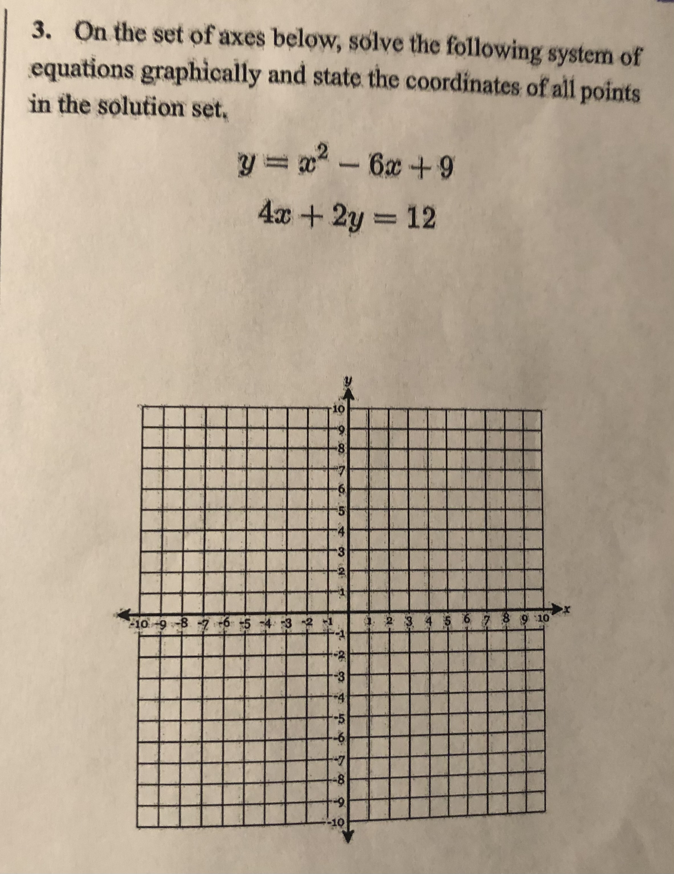 Solved On the set of axes below, solve the following system | Chegg.com