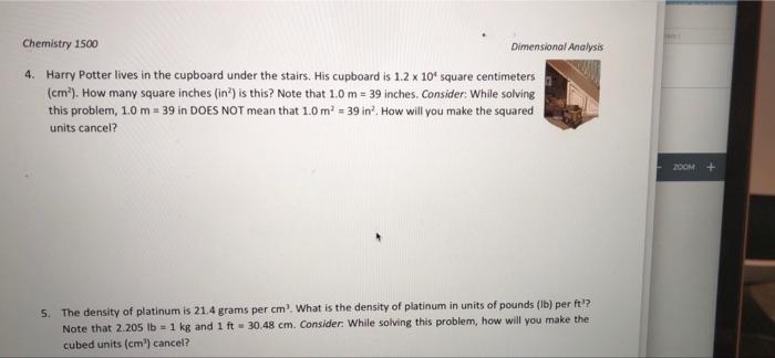 Solved Chemistry 1500 Dimensional Analysis 4. Harry Potter | Chegg.com