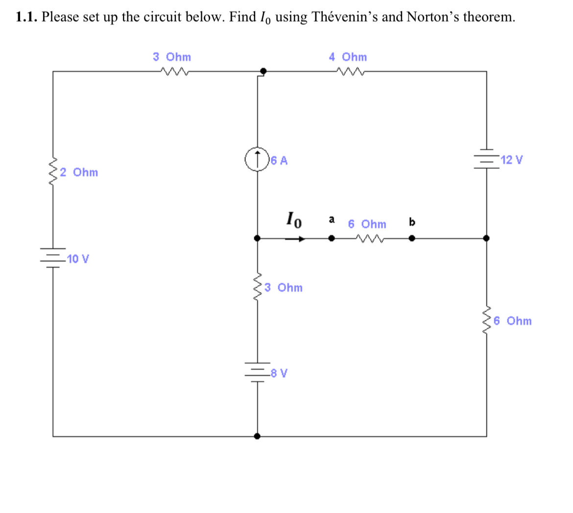 Solved Please set up the circuit below. Find I0 ﻿using | Chegg.com
