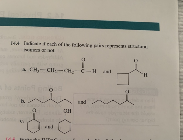 Solved 14.4 Indicate if each of the following pairs | Chegg.com