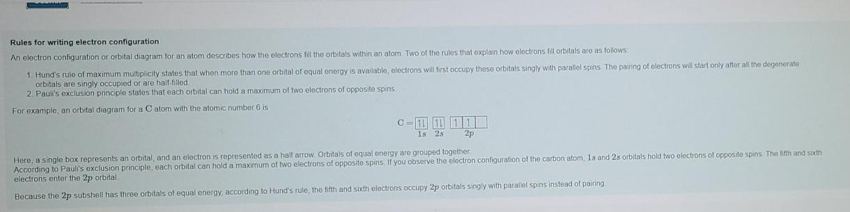 Solved Rules for writing electron configuration An electron | Chegg.com