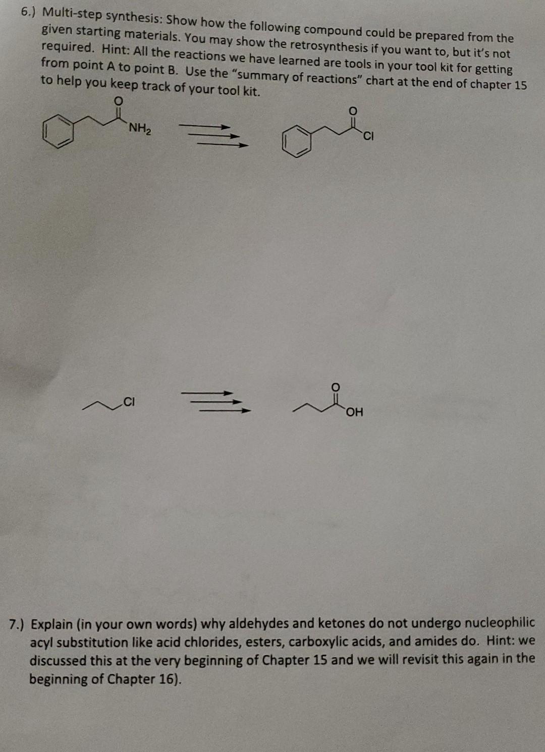 Solved 6.) Multi-step synthesis: Show how the following | Chegg.com
