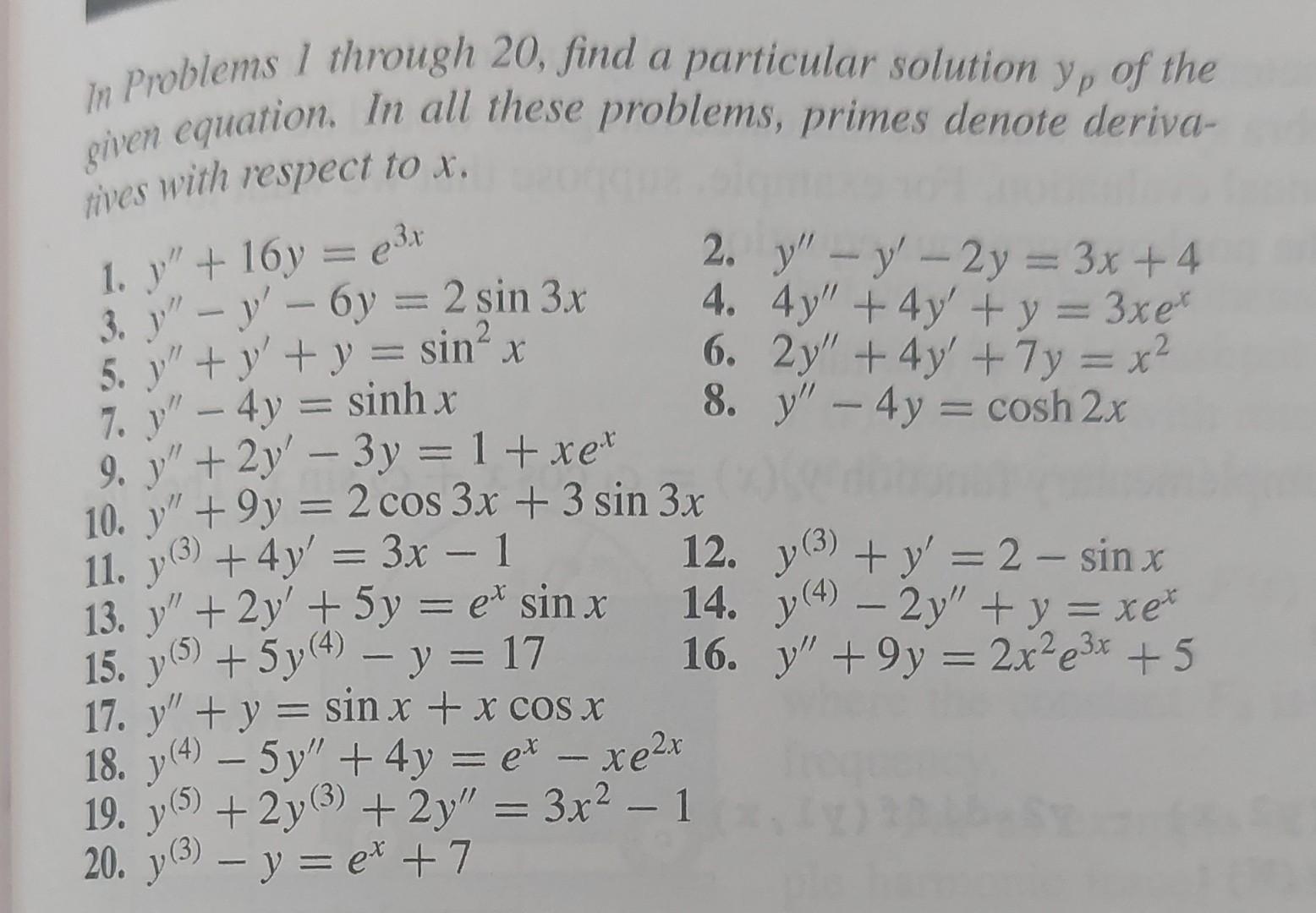Solved In problems 1 through 20 , find a particular solution | Chegg.com