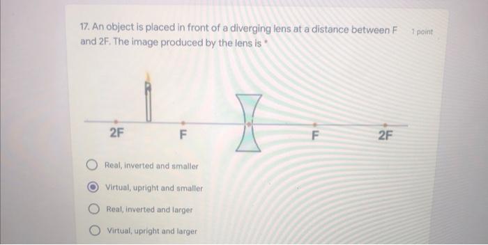 Solved 17. An object is placed in front of a diverging lens | Chegg.com