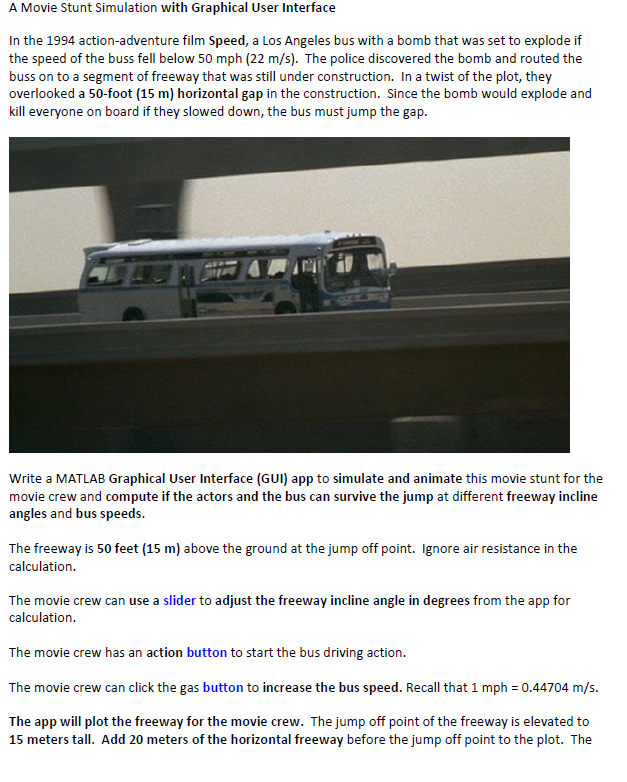 Solved A Movie Stunt Simulation with Graphical User | Chegg.com