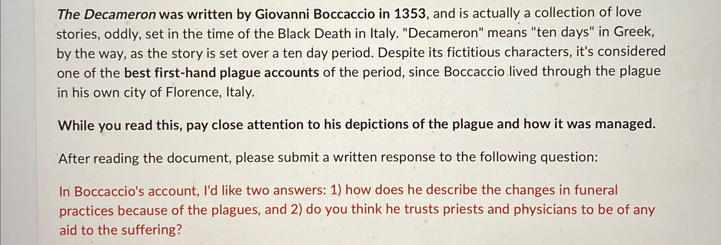 The Decameron was written by Giovanni Boccaccio in | Chegg.com