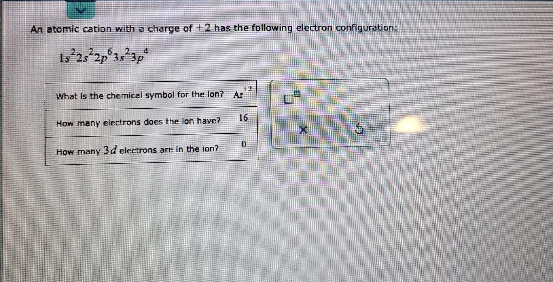 Solved An Atomic Cation With A Charge Of 2 Has The