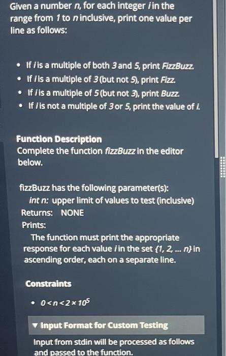 Solved Given a number n, for each integer i in the range | Chegg.com