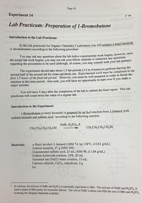 Solved Experiment 14 F⋅∞ Lab Practicum: Preparation of | Chegg.com