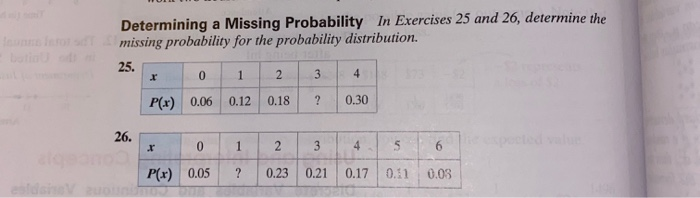 Solved Determining a Missing Probability In Exercises 25 and | Chegg.com