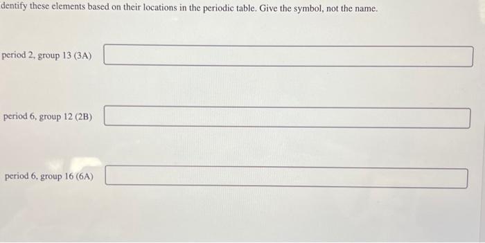 Solved dentify these elements based on their locations in | Chegg.com