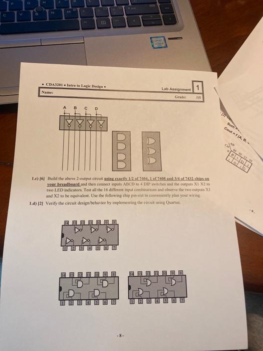 Solved • CDA3201 - Intro to Logie Design Name: 1 Lab | Chegg.com