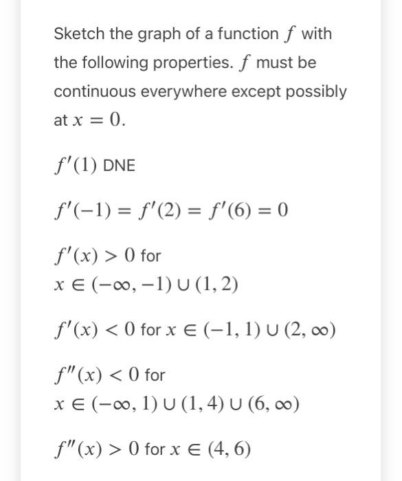 Solved Sketch the graph of a function f with the following | Chegg.com