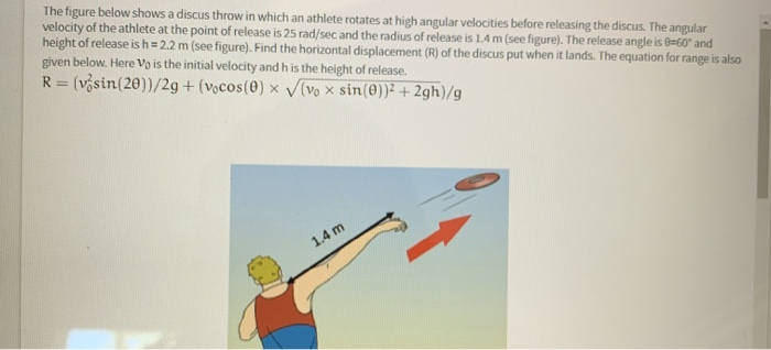 Solved The figure below shows a discus throw in which an | Chegg.com