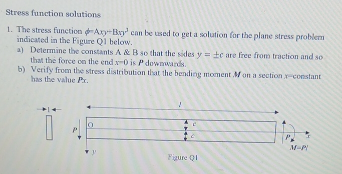 Solved Stress function solutions1. ﻿The stress functionn | Chegg.com