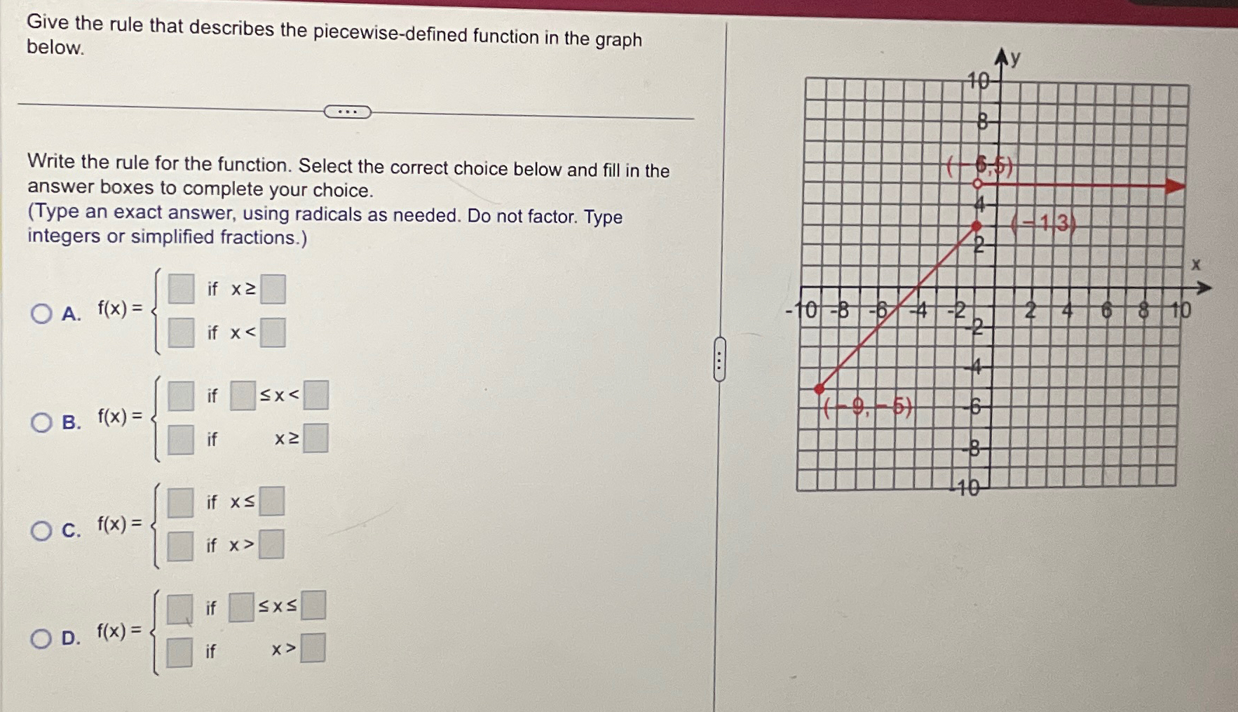 Solved Give the rule that describes the piecewise-defined | Chegg.com