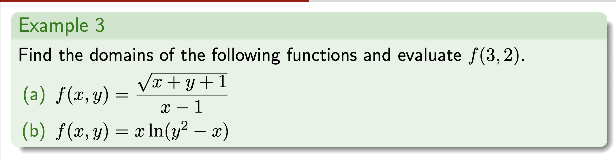 Solved Example 3Find the domains of the following functions | Chegg.com