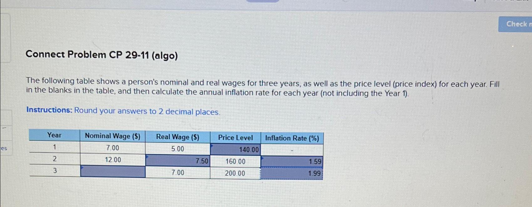 Solved Connect Problem CP 29-11 (algo)The following table | Chegg.com