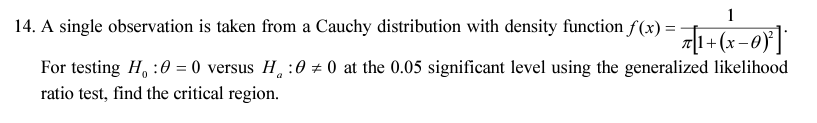 Solved A single observation is taken from a Cauchy | Chegg.com