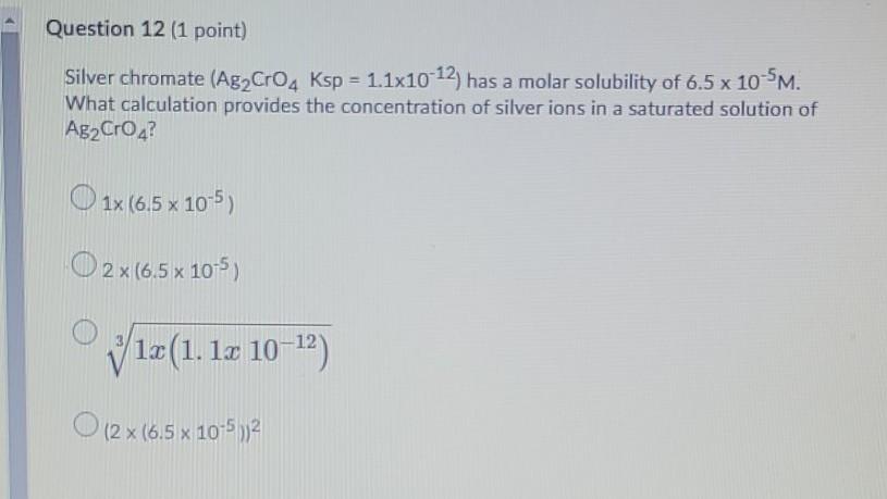 Solved Question 7 (1 point) Saved When comparing Q and Ksp | Chegg.com