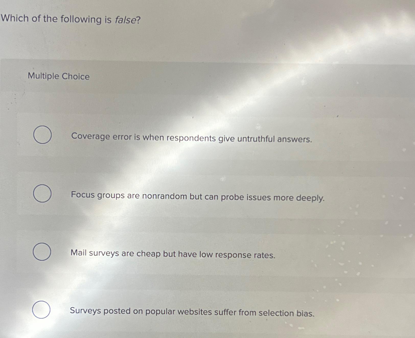 Solved Which of the following is false?Multiple | Chegg.com