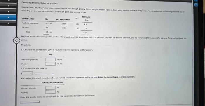 Solved Caiculanng the Orect Labor Nix Vallabce permat. | Chegg.com