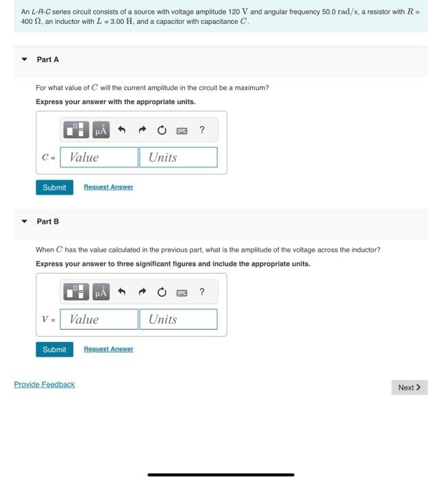Solved An L-A-C series circuit consists of a source with | Chegg.com