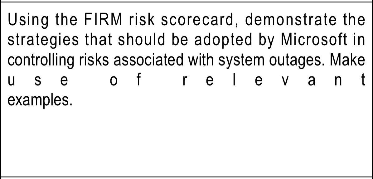 Solved Using the FIRM risk scorecard, demonstrate | Chegg.com