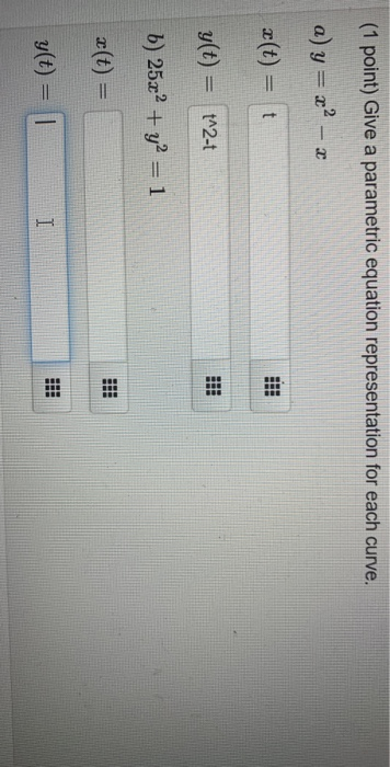 Solved (1 point) Give a parameterization for the semicircle | Chegg.com