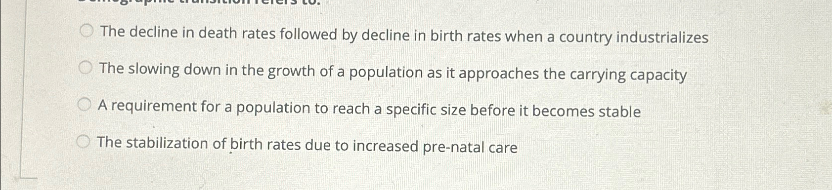 Solved The decline in death rates followed by decline in | Chegg.com