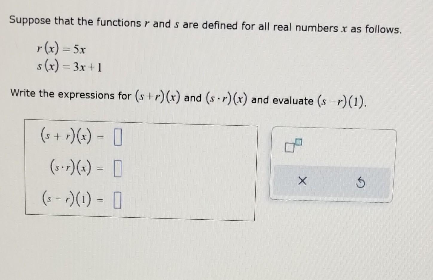 Solved Suppose that the functions r and s are defined for | Chegg.com