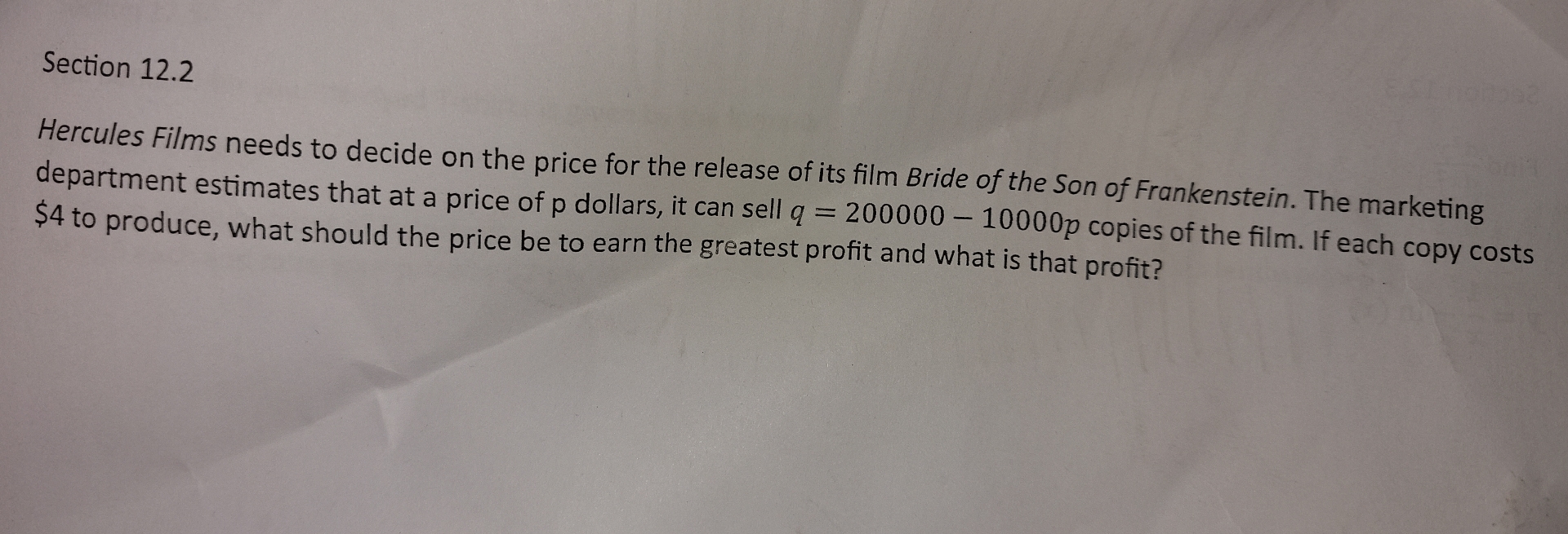 Solved Section 12.2Hercules Films needs to decide on the | Chegg.com