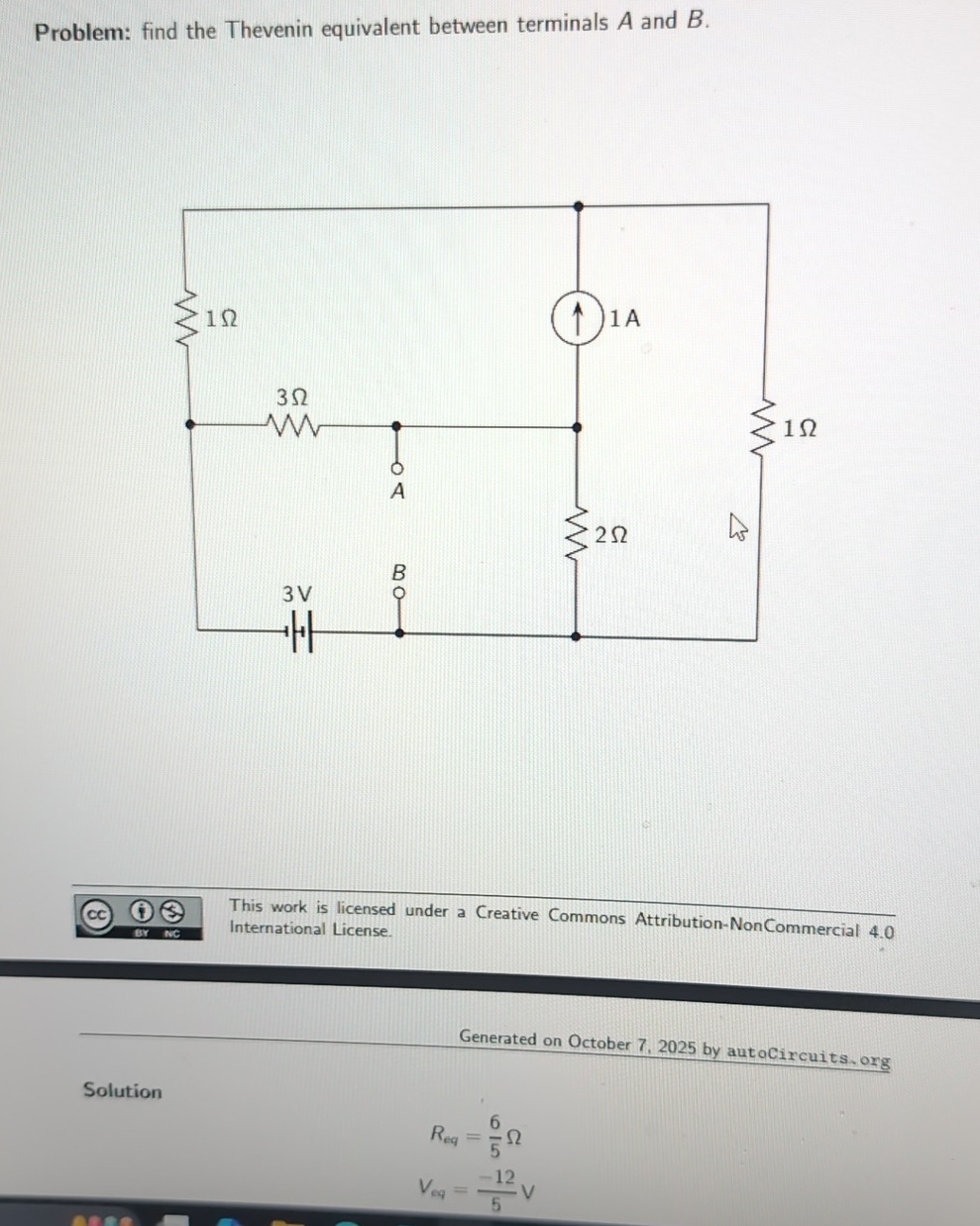 [Solved]: Problem: find the Thevenin equivalent between term