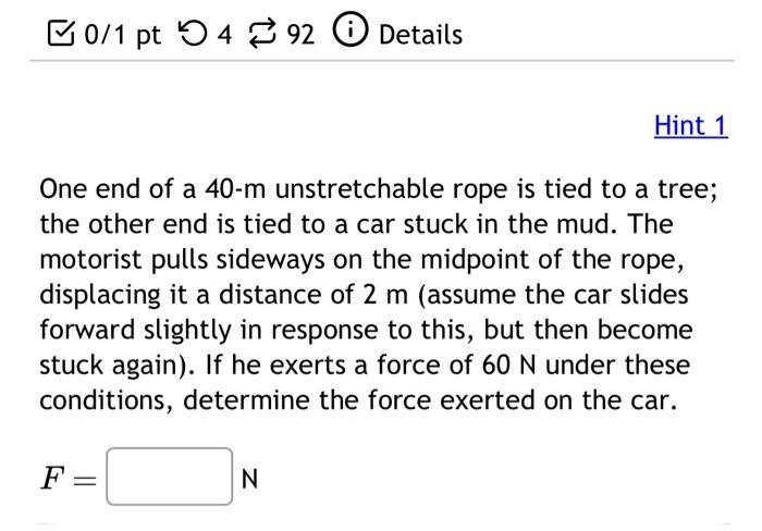Solved One end of a 40−m unstretchable rope is tied to a | Chegg.com
