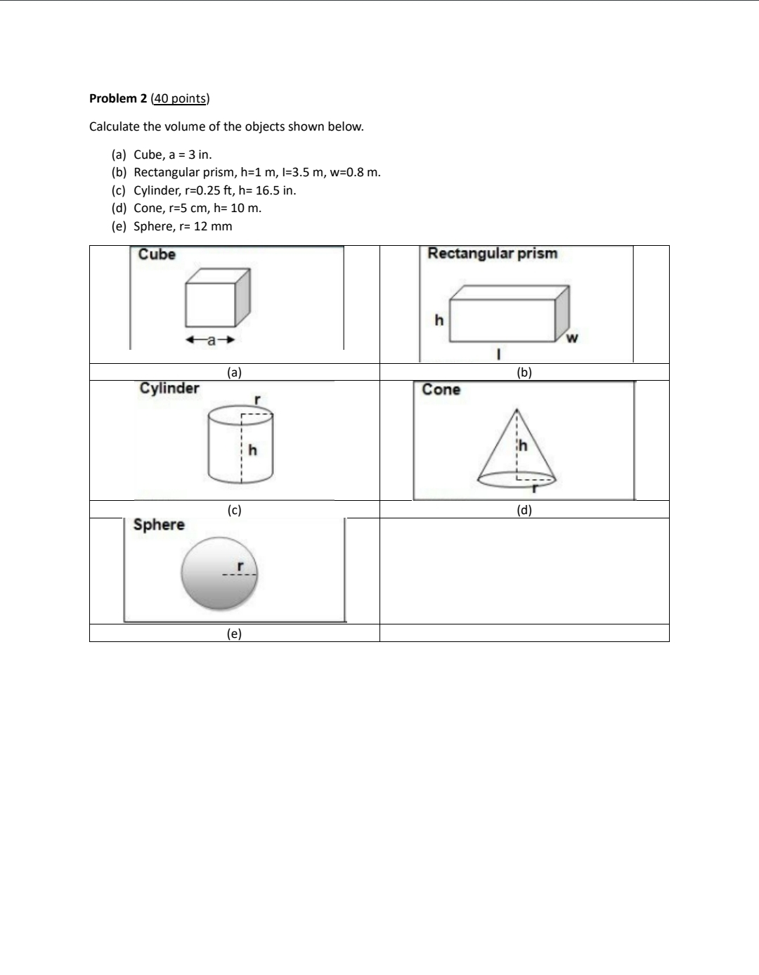 Solved Problem points)Calculate the volume of the objects | Chegg.com