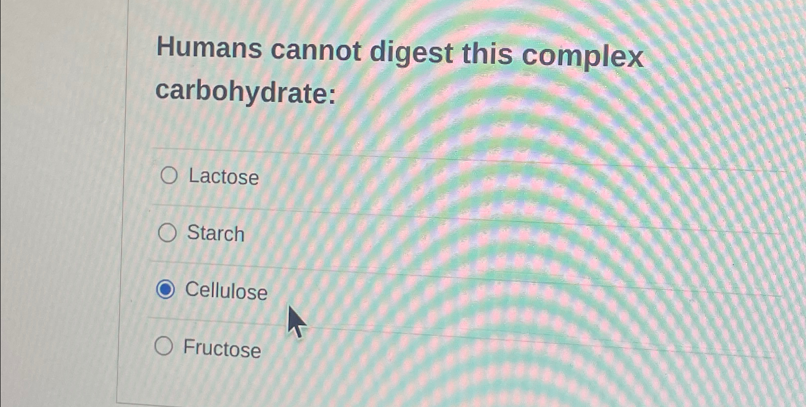 Solved Humans cannot digest this complex | Chegg.com