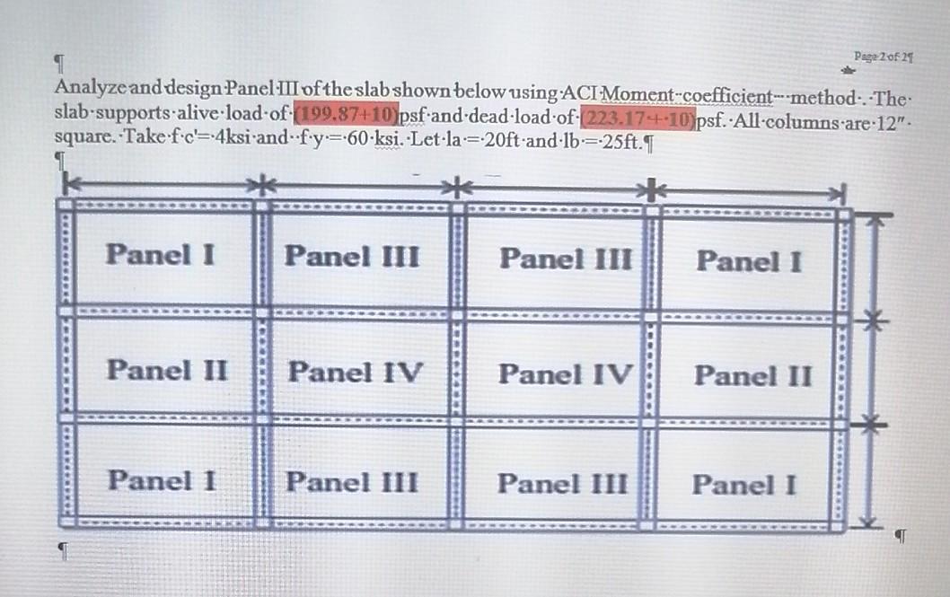 Page 2 of 21 Analyze and design Panel III of the slab | Chegg.com