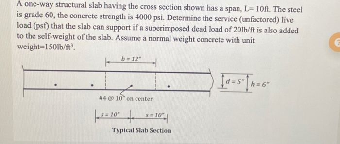 Solved A one-way structural slab having the cross section | Chegg.com