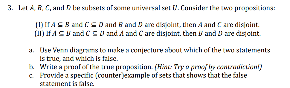 Solved Let A B C ﻿and D ﻿be Subsets Of Some Universal Set