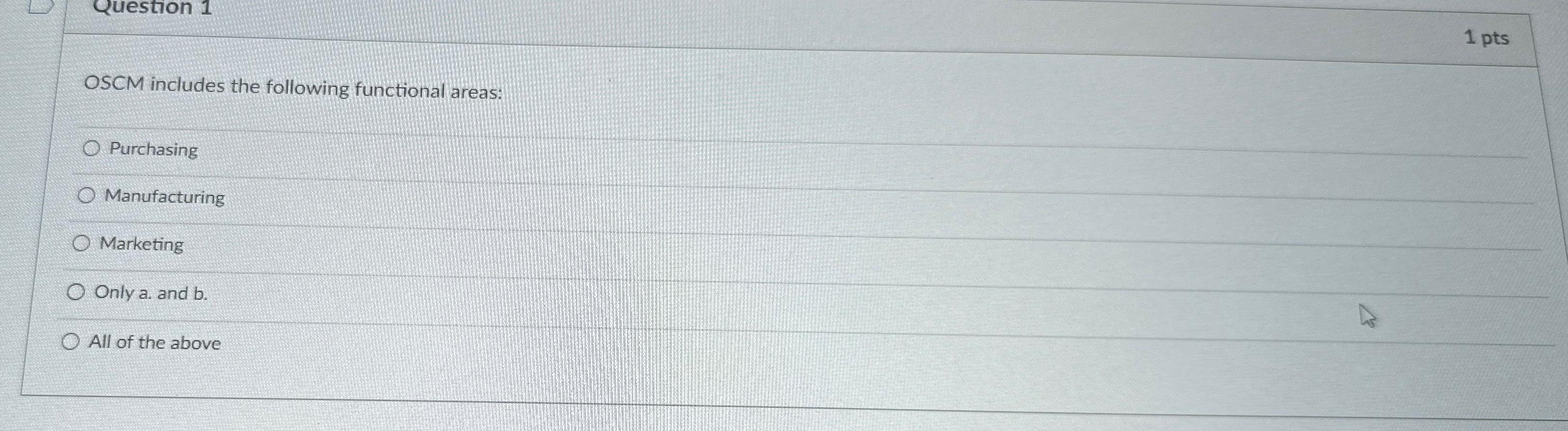 Solved Question 11 ﻿ptsOSCM includes the following | Chegg.com