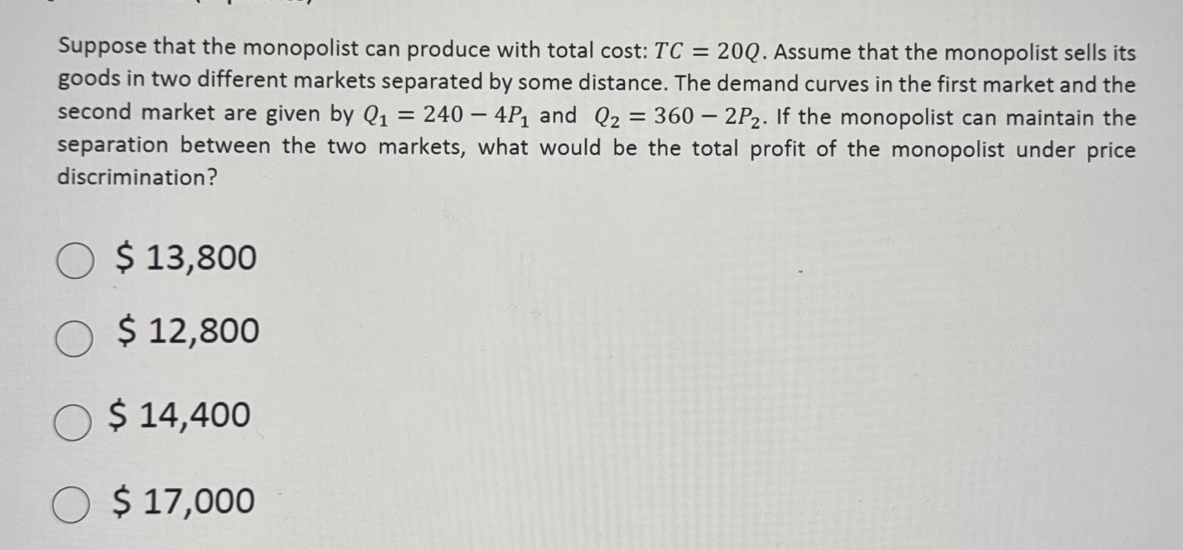 Solved Suppose that the monopolist can produce with total | Chegg.com
