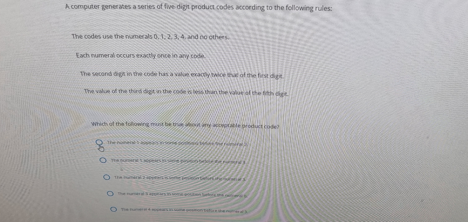 Solved A computer generates a series of five-digit product | Chegg.com
