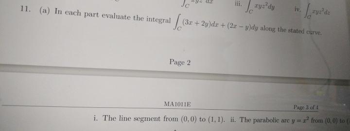 Solved (a) ﻿In each part evaluate the integral | Chegg.com