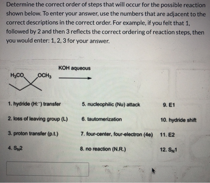 Solved Determine the correct order of steps that will occur | Chegg.com