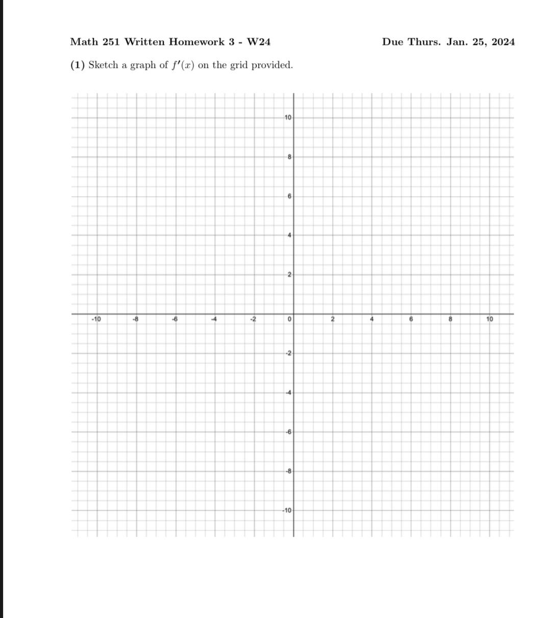 Math 251 ﻿Written Homework 3 - ﻿W24Due Thurs. Jan. | Chegg.com