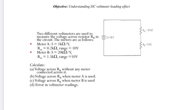 Solved Objective: Understanding DC voltmeter loading effect | Chegg.com