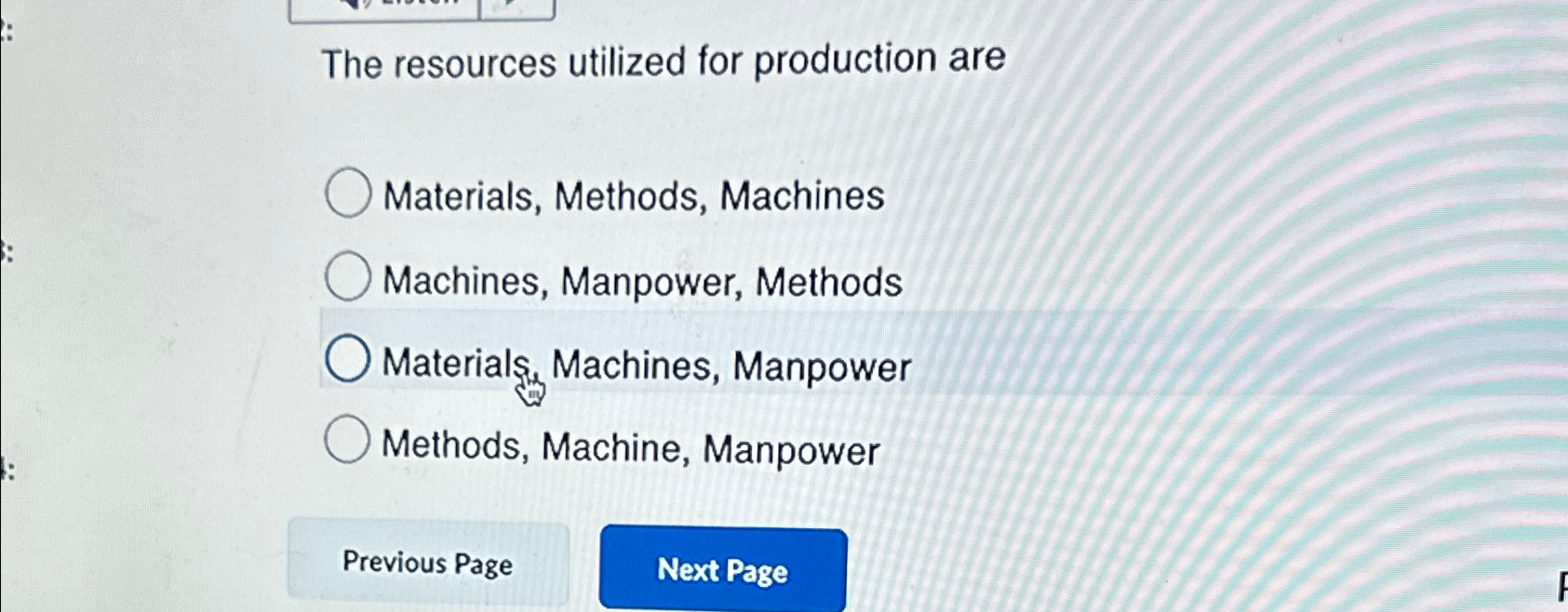 Solved The resources utilized for production areMaterials, | Chegg.com