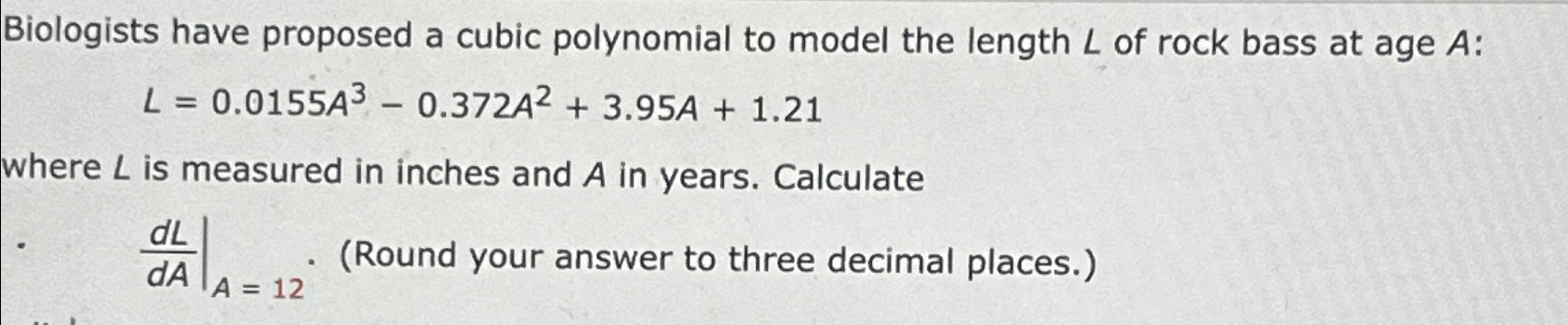 Solved Biologists have proposed a cubic polynomial to model | Chegg.com