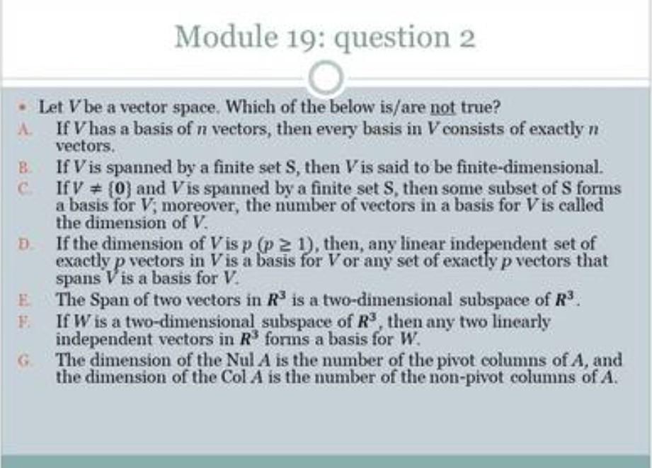 Solved Module 19: question 2 Let Vbe a vector space. Which | Chegg.com
